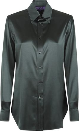 Ralph Lauren Collection haut en soie à boutonnière - Vert