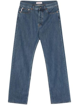 Valentino Garavani jean droit &agrave; effet d&eacute;lav&eacute; - Bleu