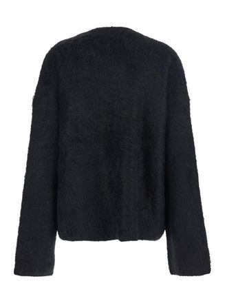 Toteme Womens Black Crewneck Sweater With Wide Sleeves Alpaca Tops Top