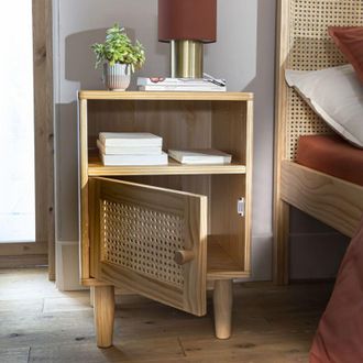 TERRE DE NUIT Terre De Nuit - Table de chevet cannage en pin massif - CH17023