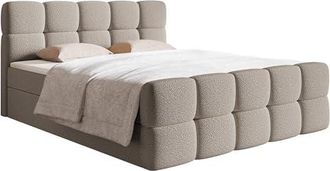 Selsey Bett Boxspringbett Doppelbett 180 x 200 cm Mit 2 Bettkasten Topper Matratzentopper Bonell Matratze Härtegrad H2 H3 Boucle Gewebe Reißfest Graubeige Cl
