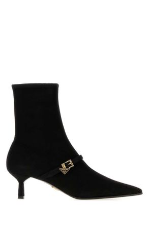 Prada Suede Pointed-Toe Ankle Boot - Black