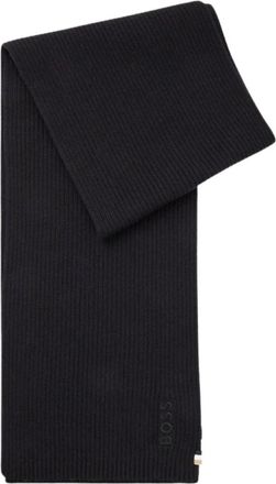 HUGO BOSS Homme, Accessoires, Noir, Taille: ONE Size &Eacute;charpe c&ocirc;tel&eacute;e en m&eacute;lange de coton