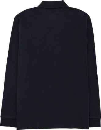 HUGO BOSS Cotton Long-Sleeved Polo Shirt - Blue