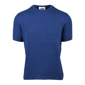 Alpha Studio Homme, Pulls, Bleu, Taille: 2XL Maglioncino Girocollo Trecce