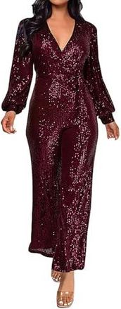 Generic Combinaison &agrave; paillettes pour femme - Combinaison d&eacute;t&eacute; pour femme - Manches longues - Petite combinaison pour femme - Taille 42 - Combinaison de sorti