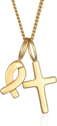 Elli Halsketten - Halskette Kreuz Fisch Symbol Religion Kommunion 37 - Gr. unisize - in Gold - für Damen