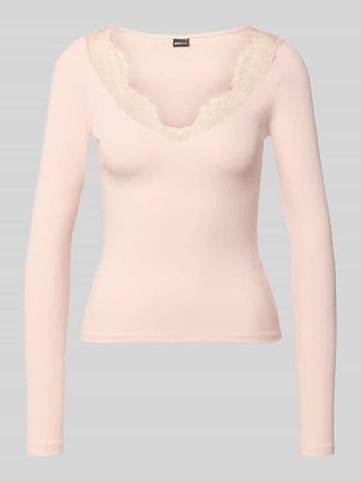 Gina Tricot Longsleeve mit V-Ausschnitt und Spitze