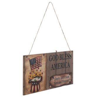 Artibetter CLISPEED Holz T&uuml;rschild zum Aufh&auml;ngen mit Amerikanischer Flagge zum Unabh&auml;ngigkeitstag Bruchfestes Naturholz Dekoratives Wandbehang f&uuml;r Eingang Wohnzi