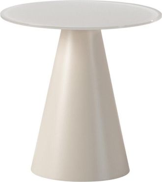 DRAWER Table dappoint ronde en verre tremp&eacute; et m&eacute;tal &oslash;45cm - Beige - Celeste