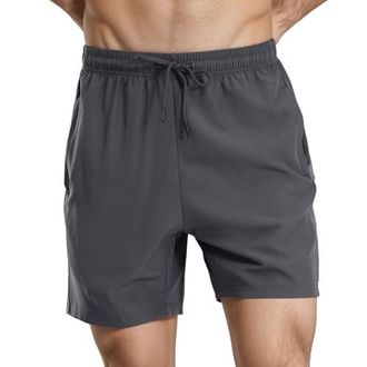 Generic Short court d&eacute;contract&eacute; pour homme pour le quotidien et lentra&icirc;nement. Coupe droite avec fermeture &eacute;clair et tissu extensible pour le printemps et l&eacute;t