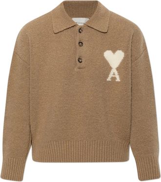 Ami Femme, Pulls, Brun, Taille: 34 FR Pull Polo De Coeur