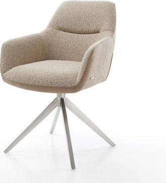 DELIFE Drehstuhl Pejo-Flex Materialmix Schlamm Kreuzgestell breit Edelstahl 360&deg; drehbar Wippfunktion Taschenfederkern, Esszimmerst&uuml;hle