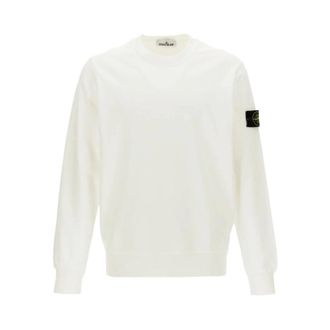 Stone Island Homme, Sweatshirts et sweats &agrave; capuche, Blanc, Taille: 2XL Pull ras du cou &agrave; badge Compass