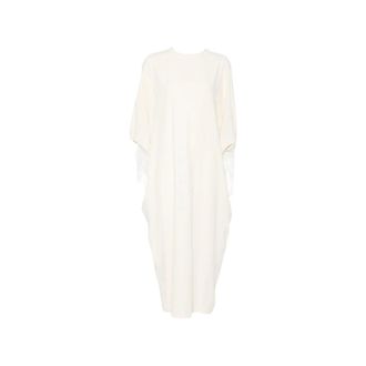 Alberta Ferretti Maxikleid mit Federbesatz und Rundhalsausschnitt - - Dresses - Damen - Wei&szlig; - S