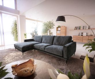 DELIFE Ecksofa Sottil 290 x 165cm Chenille Grau Recamiere links, Ecksofas