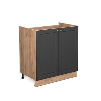 Vicco Meuble Bas sous-&eacute;vier Fame-Line, Anthracite-Or/Ch&ecirc;ne de Force dor&eacute;, 80 cm sans Plan de Travail