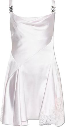 Versace Femme, Robes, Rose, Taille: 36 FR Mini-robe en satin &agrave; bordures de dentelle