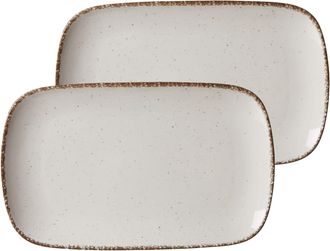 Ritzenhoff & Breker Servierplatten-Set Casa 2-teilig, 33 x 20 cm, Recheckige Platten im Vintage-Look, Mix & Match-Geschirr, Spülmaschinenfest & Mikrowellengeeignet, Porze