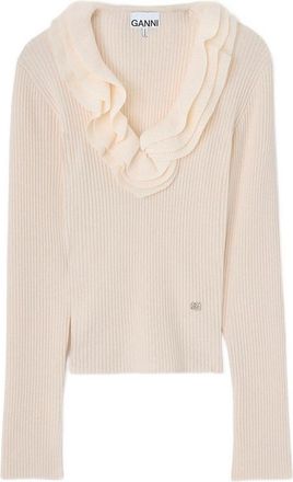 Ganni Pull Col Rond - Beige