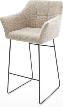 DELIFE Barstuhl Yulo-Flex Webstoff Soft Beige Kufengestell Metall Schwarz, Barst&uuml;hle