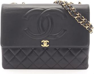 Chanel 1991-1994 Quilted Lambskin CC Timeless Half Flap crossbody bag - Schwarz