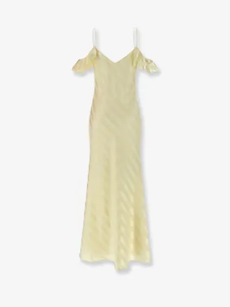 Self Portrait Womens Dress Satin Yellow Shell: Polyester