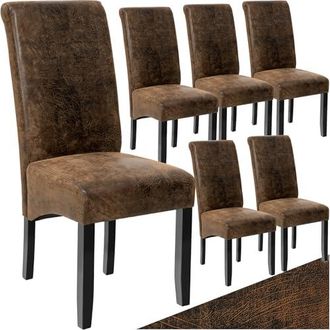 TecTake Lot de 6 Chaises de Salle à Manger Moderne Chaise Ergonomique Confortable Chaise Design en Cuir synthétique Meuble Salon avec Pieds en Bois pour Salle