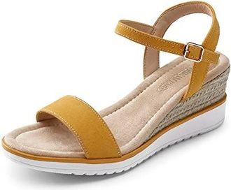 Dream Pairs Espadrilles À Bout Ouvert pour Femme Sandales Élégantes À Plateforme,Size 41,Jaune,SDPW2342W-E