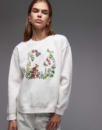 Levi's Everyday - Sweat avec imprimé fleurs - Écru-Blanc