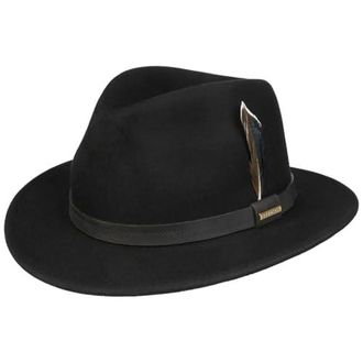Stetson Chapeau en Laine Boynton Traveller Homme - de Feutre avec Bandeau Cuir Automne-Hiver Hiver - M (56-57 cm) Noir