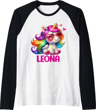 BDAZ Everleigh Personalisierter Name Buntes Einhorn Frauen M&auml;dchen Raglan
