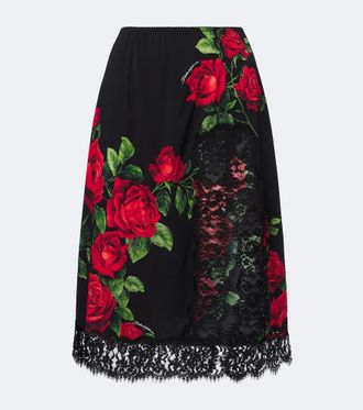 Dolce & Gabbana Jupe midi en soie m&eacute;lang&eacute;e &agrave; fleurs