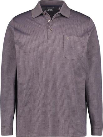 Ragman Herren Polo-Shirt blau Baumwoll-Jersey gemustert