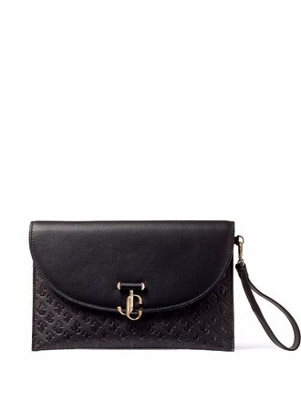 Jimmy Choo London pochette &agrave; logo emboss&eacute; - Noir