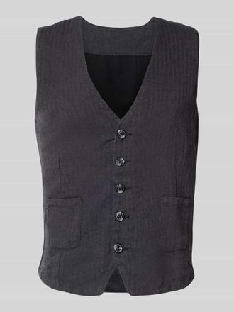 Lindbergh Weste aus Baumwoll-Leinen-Mix mit Knopfleiste