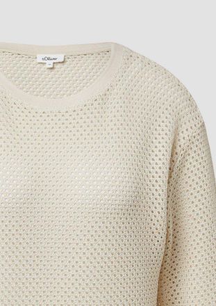 s.Oliver 3/4-Arm-Shirt T-Shirt Transparentes Rundhalsshirt aus Ajourjersey