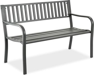 Relaxdays Banc de jardin Relaxdays, 2 places, H x L x P : 82 x 127,5 x 59,5 cm, acier, banc de jardin, terrasse, balcon, gris