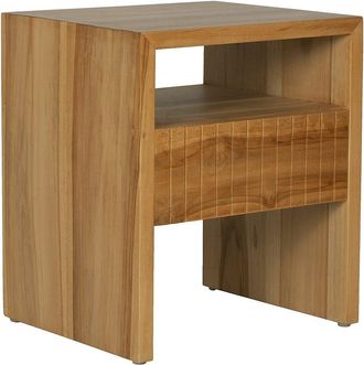 Vente-Unique Nachttisch - 1 Schublade & 1 Fach - Teakholz - Naturfarben - REVUKA