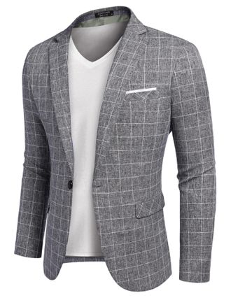 Coofandy Herren-Blazer, lässige Sportmäntel, schmale Passform, EIN Knopf, Anzugjacke, leichtes Sportjacket, XL