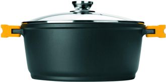 Ibili Kasserolle Evolution aus geschmiedetem Aluminium, Deckel aus Glas und Griffe aus Silikon, 24 cm, Anti-Haft, geeignet für Induktion