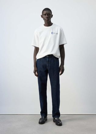 Mango T-shirt 100 % coton imprim&eacute; blanc - Homme - XXL - MANGO MAN