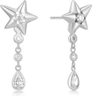 Ania Haie Melodic Poet Sparkling Star Drop Boucles doreilles en argent sterling avec étoile et pendentif en forme de goutte sertis de zircons, longueur 26 mm, e
