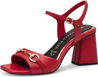 Marco Tozzi Damen Sandalen mit Absatz aus Leder Elegant, Rot (Red), 37 EU