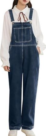 Generic Salopette en jean pour femme Grande taille - Combinaisons d&eacute;t&eacute; &agrave; bretelles pour femmes - Pantalon droit coupe ample &agrave; jambes larges Salopette en jean 