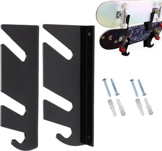 Generico Skateboard-Wandhalterung, 1 Paar Acryl-Skateboard-Wandaufh&auml;nger mit Aufbewahrungshaken, zwei Schichten f&uuml;r Abdeckung zur Aufbewahrung und Pr&auml;sentation