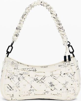 Desigual Petit sac tress&eacute; avec inscription - Blanc-Neutral