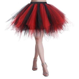 Generic Jupe Pliss&eacute;e Femme Tulle- Jupe Tutu Taille Elastique-Mini Jupe Sexy Femme Couleur Unie pour F&ecirc;te Danse et Ballet Adulte Jupes Multi-Layer Bouffante Co