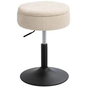 HOMCOM Barhocker mit Stauraum, h&ouml;henverstellbar, K&uuml;chenhocker, rund, drehbar, gepolstert in Chenille, Stahlfu&szlig;, Knopfdesign, gepolstert, f&uuml;r Wohnzimmer, Essz