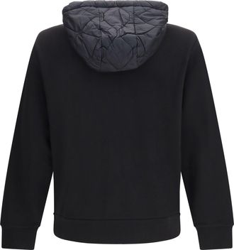 Moncler Cotton-Modal Blend with Quilted Nylon Pockets Hoodie - Black
